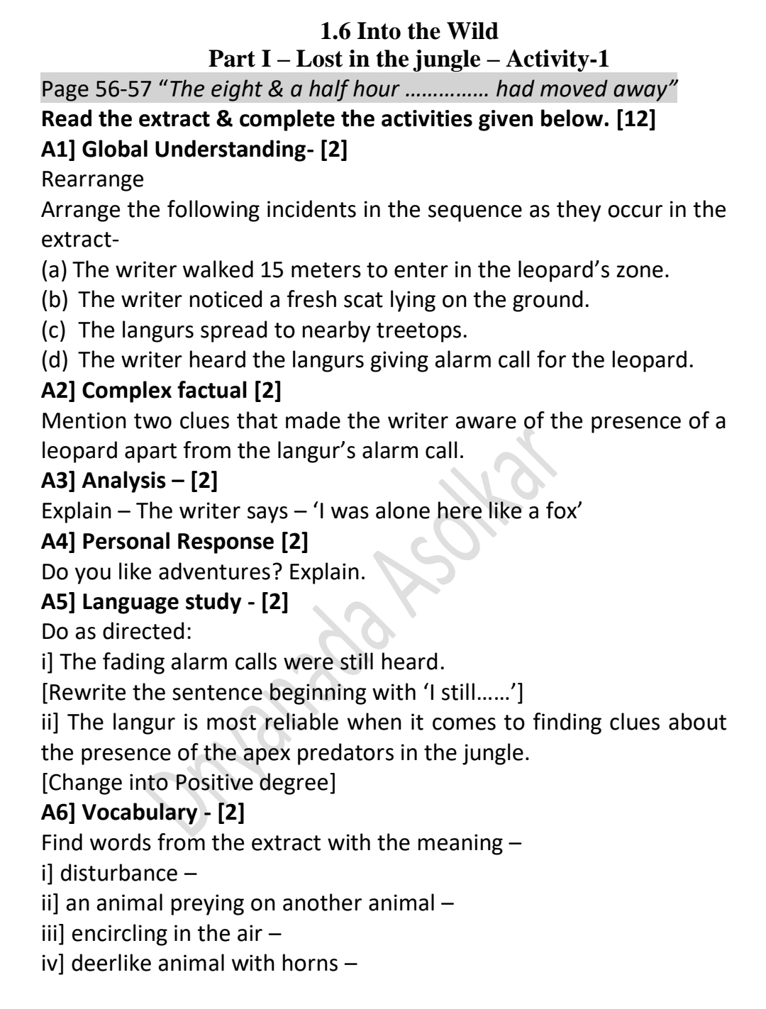 1.6 Into the Wild - Part I Lost in the jungle - Activity 1 - HSC ...